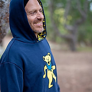 SEC.119 Grateful Dead Dancing Bear Men Classic Hoodie | Medium-Weight Fabric Hooded Sweatshirt | Navy | Officially Licensed Apparel | Extra Large