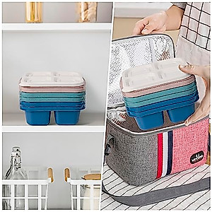 Mosville Snack Containers, Reusable 4 Divided Compartments Healthy Wheat Straw Bento Snack Box with 6 PCS Utensils, Meal Prep Containers with Snacks, Fruits, Nuts, Cookies, Candies [6 Pack]