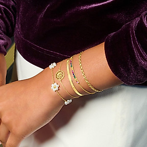 RS Pure by Ross-Simons 3-3.5mm Cultured Pearl Flower Bracelet in 14kt Yellow Gold. 6.5 inches