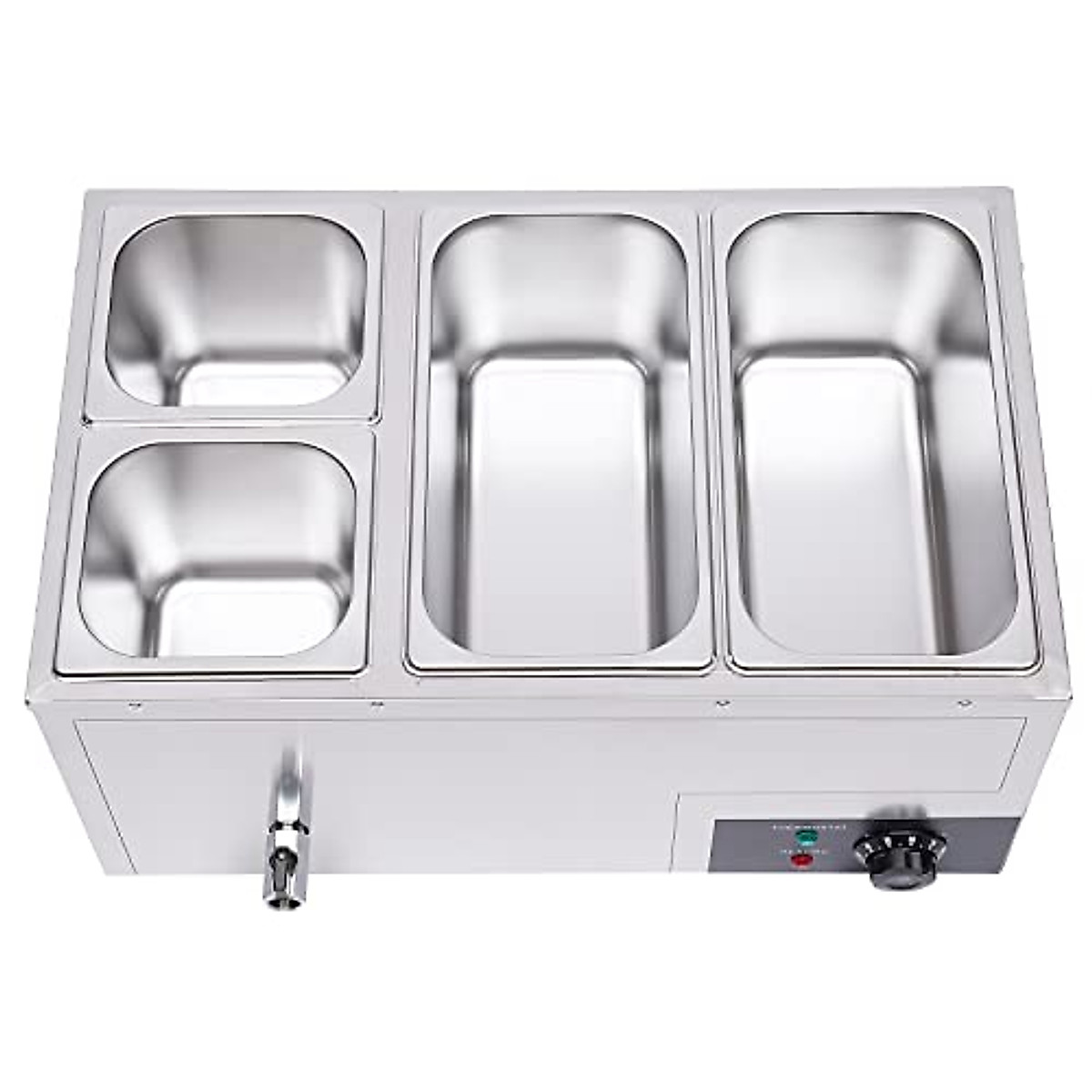 Leblett 110V Commercial Buffet Food Warmer,Large Capacity 4-Pan Stainless Steel 850W Electric Countertop Steam Table with Temperature Control for Catering and Restaurants Use