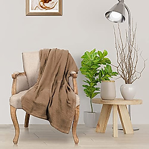 SUPERIOR 100% Cotton Thermal Blanket - All-Season Oversized Throw, Woven Blanket with Herringbone Weave Pattern, Taupe, King Size