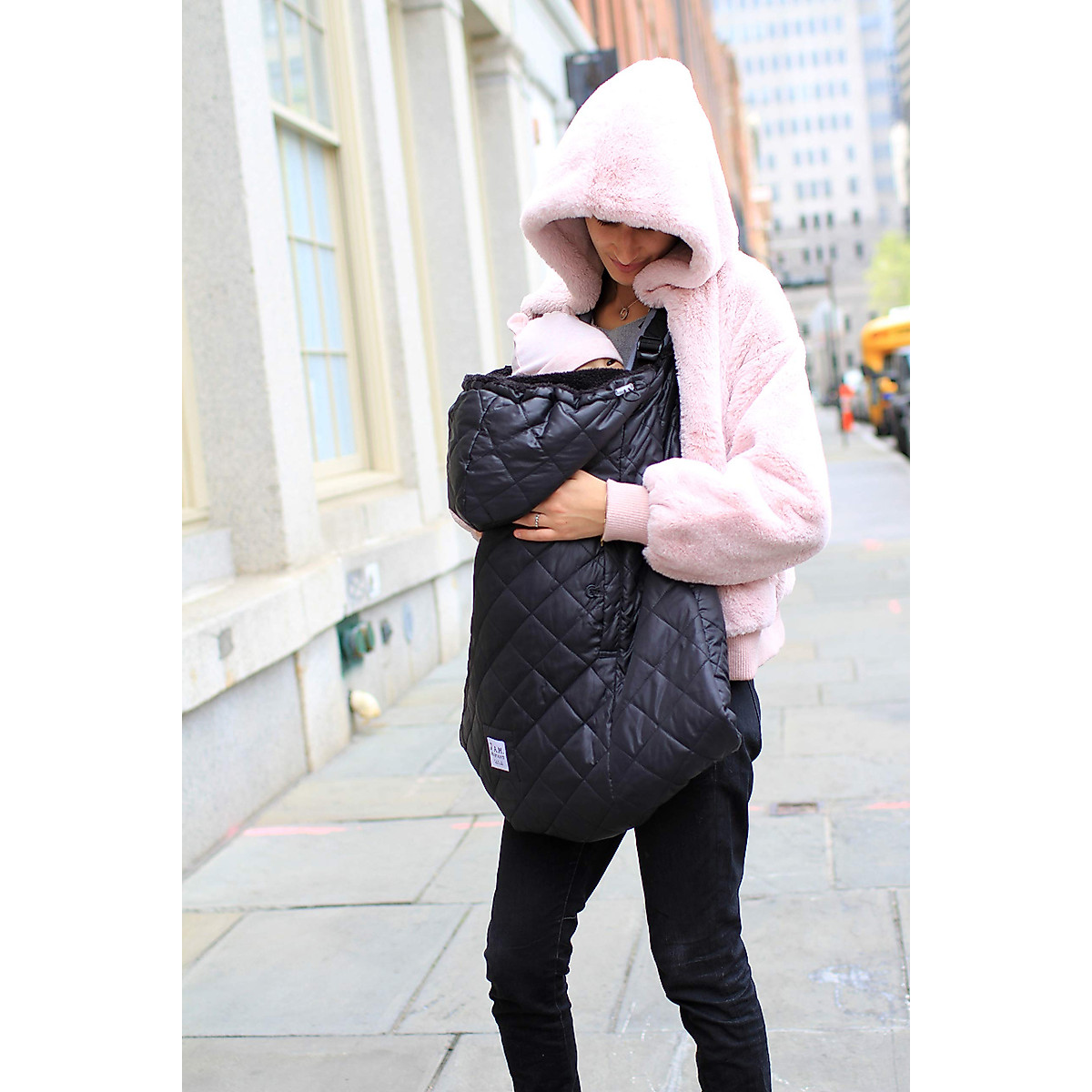 7AM Enfant Baby Carrier Cover - K-Poncho Universal Fit Winter Ultra Soft Plush Lining, Water Repellent Bunting Bag with Adjustable Hood, Multifunctional Stroller & Car Seat Blanket Cover | (0-3T)