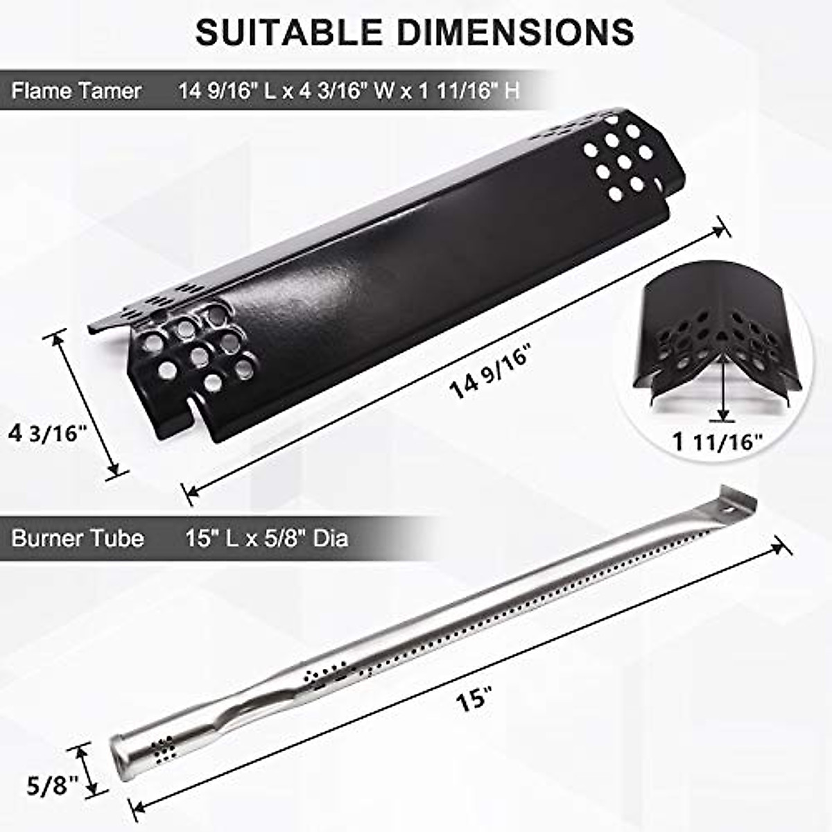 Metal Club Grill Repair Kit for Nexgrill 720-0896B 720-0896E 720-0896C Deluxe 6 Burner Gas Grills, 6-Pack Flame Tamers & Grill Burners Replacement for Nexgrill 720-0882A 720-0896 720-0925