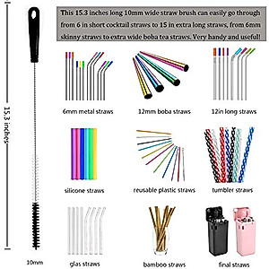 ALINK 8-Pack Bottle Cleaning Brush Set - Long Handle Black Bottle Cleaner for Washing Narrow Wine/Beer Bottles/Thermos/Flask Tumbler/Sport Well/Kettle/Lid Brush, Straw Brush