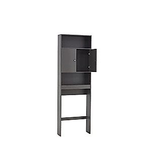 Over The Toilet Storage, 3 Tier Over Toilet Bathroom Organizer with 2 Open Shelves and 1 Cabinet, Above Toilet Storage Cabinet with 2 Doors, Bathroom Space Saver for Restroom (Gray, 24.8"x7.8"x76.8")