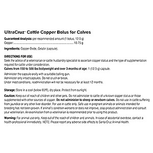 UltraCruz Cattle Copper Bolus Supplement for Calves, 100 Count x 12.5 Grams