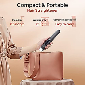 Sunmay Voga Cordless Hair Straightener and Curler 2 in 1, Cordless Travel Flat Iron for Touching Up Short Thin Fine Hair On The Go, Mini Portable Straightener with 4800mAh Battery, Quick Heat Up