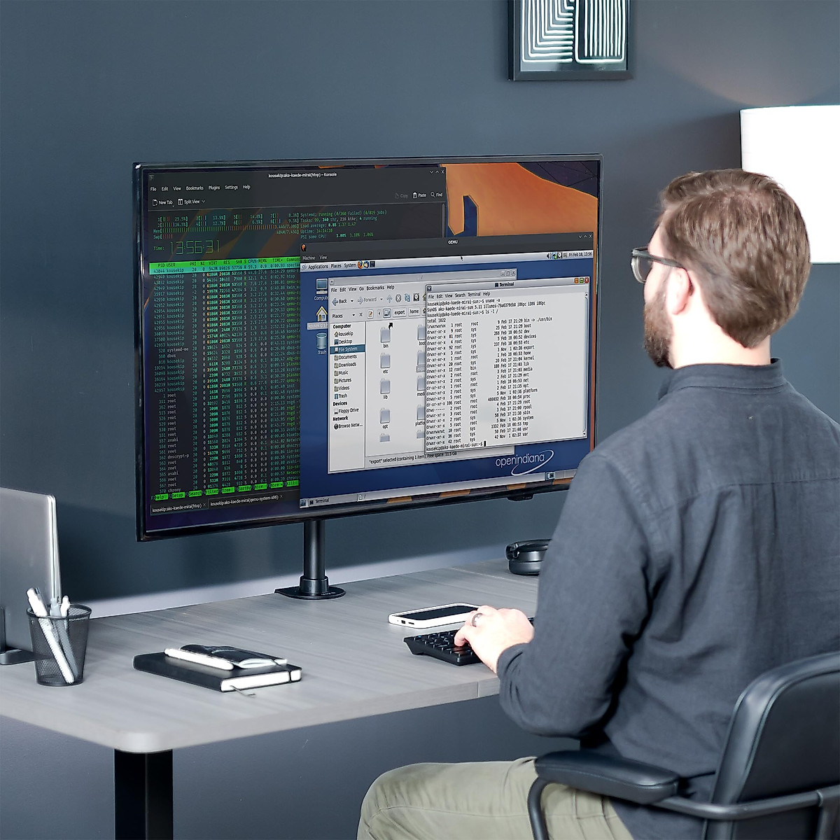 VIVO Ultra Wide Screen TV and Monitor Desk Mount, Adjustable Height and Tilt Stand for Screens up to 42 inches, Black, STAND-V101C