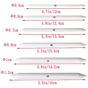 6 PCS Blending Stumps and Tortillions, Sketch Drawing Tools, Paper Art Blenders for Student Sketch Drawing
