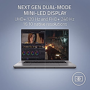 Razer Blade 16 Gaming Laptop: NVIDIA GeForce RTX 4080-13th Gen Intel 24-Core i9 HX CPU - 16" Dual Mode Mini LED (4K UHD+ 120Hz & FHD+ 240Hz) - 32GB RAM - 1TB SSD - Windows 11 - Chroma RGB - Mercury