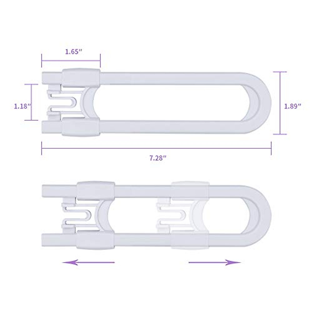 Sliding Cabinet Child Safety Locks-GRANDOTO U Slide Door Locking for Childproof Safe Latch & Baby Proofing Lock for Wardrobe,Kitchen,Bathroom,Drawer,Fridge,Cupboard Doors Knobs & Handles (4Pack White)
