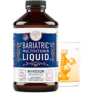 Bariatric Multivitamin with Iron Liquid Supplement - Post Gastric Bypass, Gastric Sleeve Vitamins - for Men and Women Post Sleeve Gastrectomy - Veggie, Non-GMO, Strawberry Flavor - 30 Day Supply