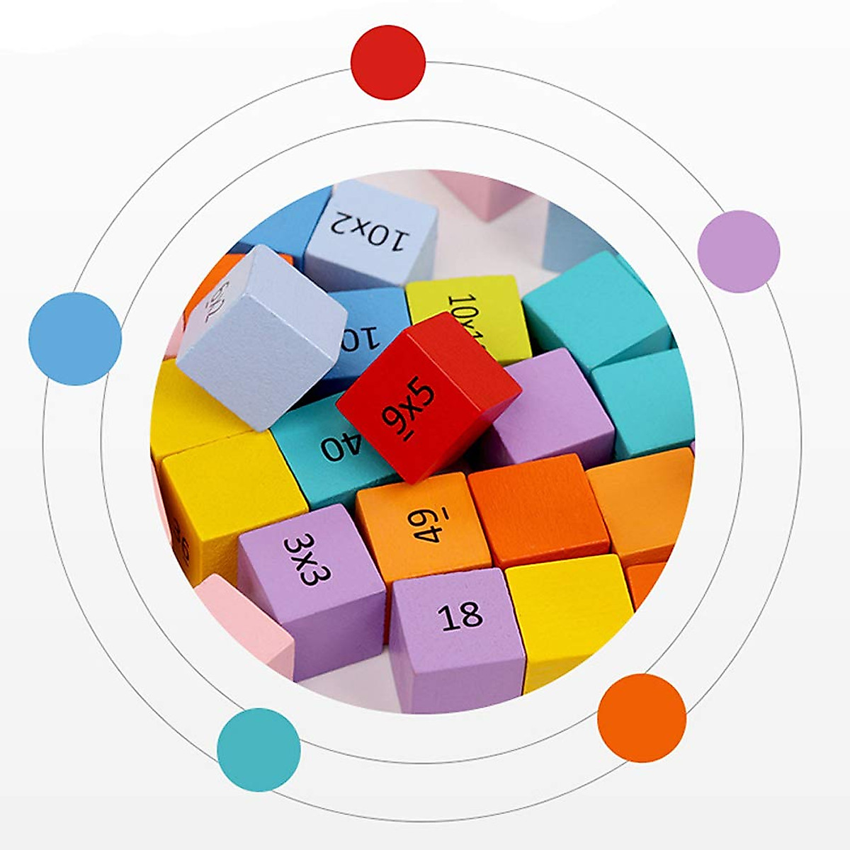 Umbresen Wooden Multiplication Board Game, 100 Cubes Blocks Montessori 10x10 Times Table Tray with Answers Preschool Learning Toys Gift for Children Kids (Multiplication Board)