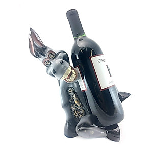 Bellaa 21680 Donkey Wine Bottle Holder Farmhouse Steampunk Gear Industrial Retro Animal Statue Funny Cute Creative Gift 10 inch