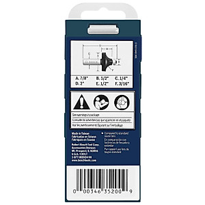 BOSCH 85293MC 3/16 In. x 1/2 In. Carbide-Tipped Roundover Router Bit