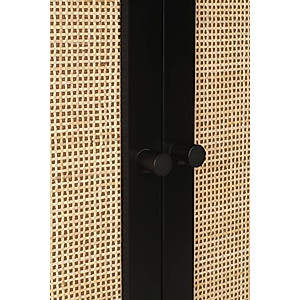 ORRD Sideboard Buffet Cabinet, High Kitchen Storage Cabinet with Rattan Doors and Adjustable Shelves, Accent Home Furniture for Living Room, Bedroom (Black)