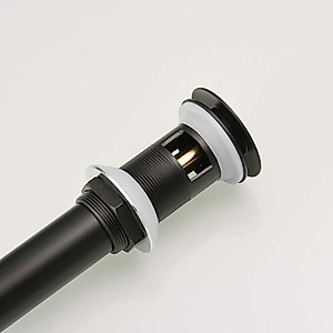 Homevacious 1 5/8" Bathroom Faucet Vessel Vanity Sink Pop Up Drain Assembly Stopper Fits Bathroom Standard Sink Hole 1-1/2" to 1-3/4" Matte Black Plug with Overflow Push & Seal