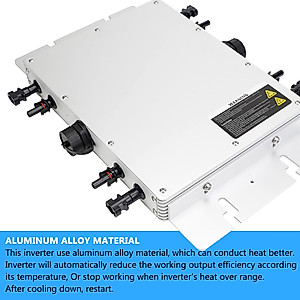 1400W Solar Grid Tie Inverter Microinverter Waterproof Self Cooling 120V/110VAC Output Mirco Inverter Automatic Identification Power Inverters