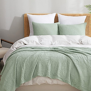 PHF Ultra Soft Waffle Weave Pillowcases Standard Size 20" x 26" 2 Pack, No Insert, Breathable Skin-Friendly Pillow Shams, Decorative Waffle Weave Pillow Case Covers, Sage Green