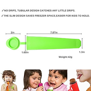 Helpcook Silicone Ice Pop Molds,BPA Free Popsicle Molds with Attached Lids,Reusable DIY Popsicle Molds for Kids,Set of 6 (Pure color)