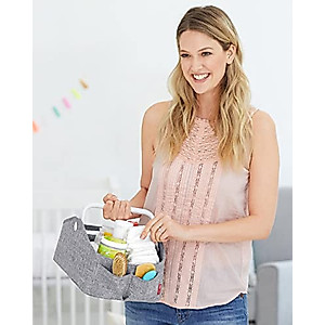 Skip Hop Diaper Caddy Organizer with Touch Sensor Night Light, Nursery Style, Heather Grey