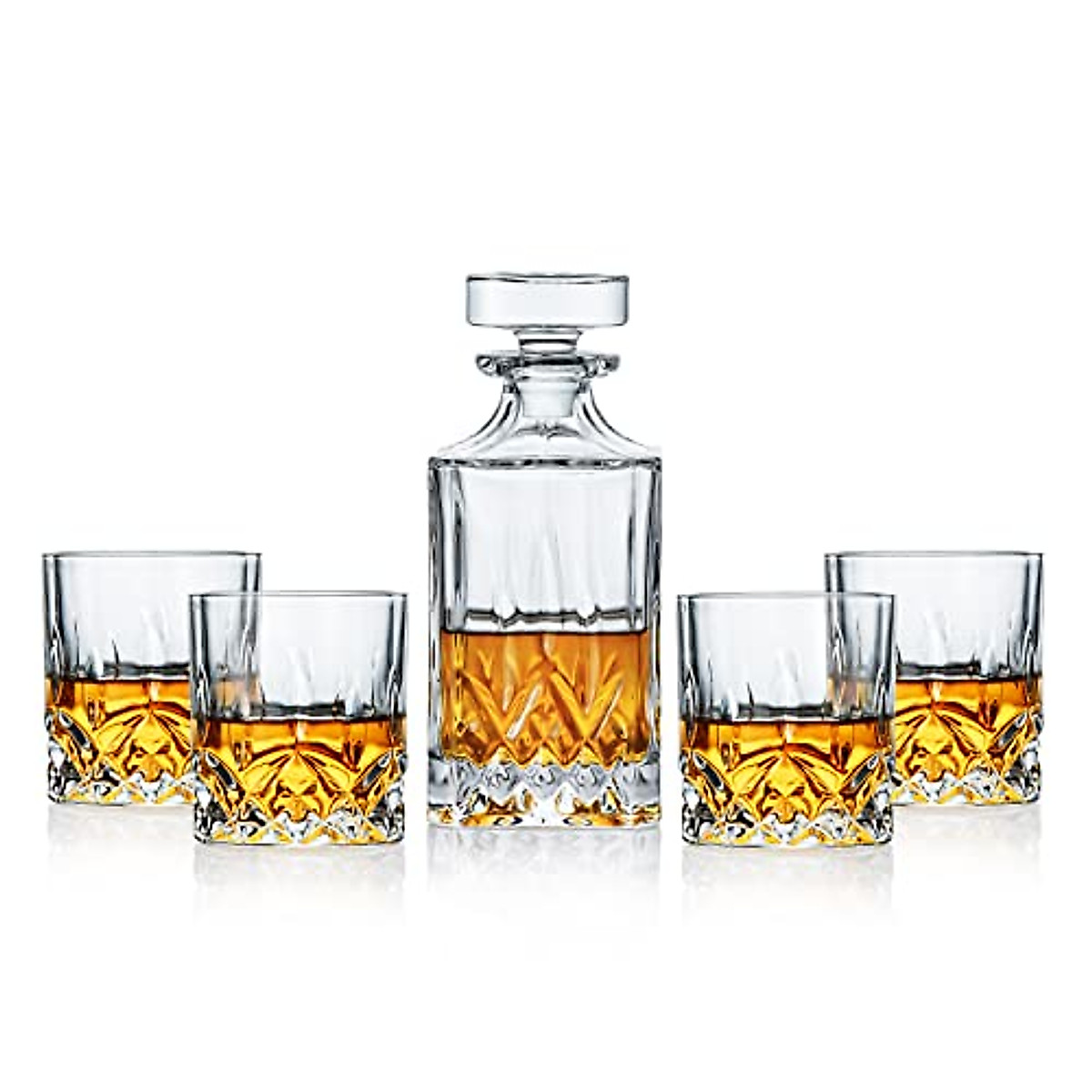 WODEXINGKO Whiskey Decanter Sets for Men, Classic Whiskey Decanter Set with Glasses, Liquor decanter for Bourbon, Scotch, Vodka - Whiskey gifts for men. Bourbon gifts for men. Transparent