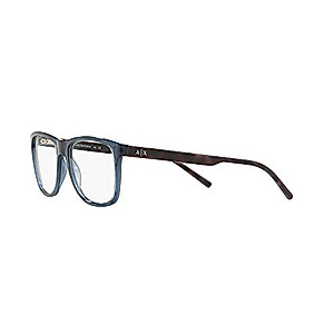 A|X ARMANI EXCHANGE Men's AX3048F Low Bridge Fit Rectangular Prescription Eyeglass Frames, Transparent Blue Dress/Demo Lens, 56 mm