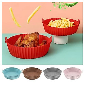 Air Fryer Silicone Liner, Non-Flammable and Non-stick Parchment Paper Replacement, Keep Air Fryer Clean, Fits 3QT - 5 QT… (Pink)