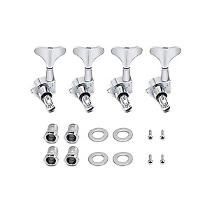 Metallor Guitar Sealed Tuners Tuning Pegs Machine Heads 4 In Line for Right Hand 4 String Bass Guitar Chrome.