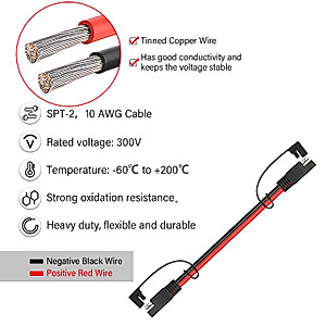 MOOKEERF SAE Extension Cable 10 AWG - 30FT SAE to SAE Quick Disconnect Wire Battery Charger Extension Cord Heavy Duty with SAE Polarity Reverse Adapter for Solar Panel Trolling Motor Automotive RV