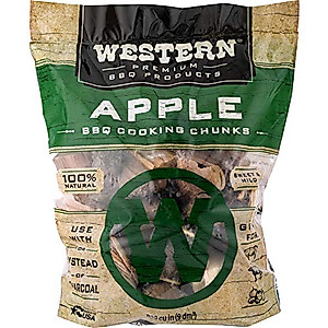 Western BBQ 28084 549 cu in. Premium Apple Wood BBQ Charcoal Propane Pellet Grill/Smoker Cooking Chunks Chips (2 Pack)