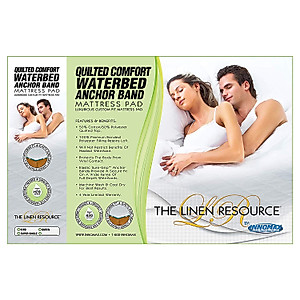 INNOMAX The Linen Resource Quilted Comfort Waterbed Anchor Band Custom Fit Mattress Pad Protective Cover Queen