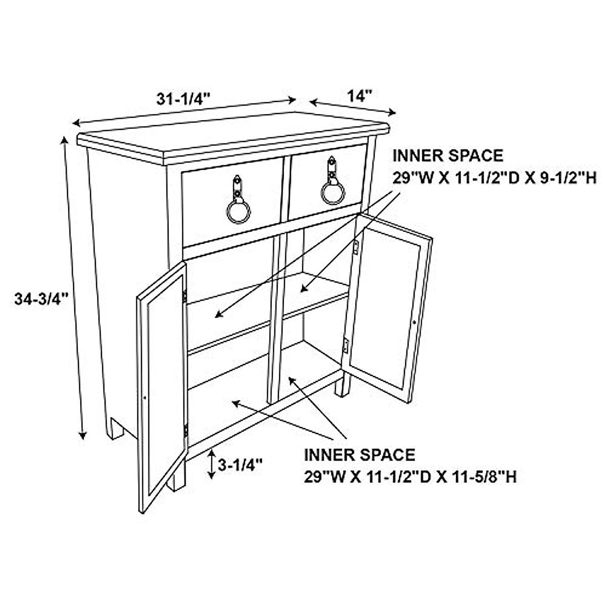 Powell Furniture Calypso Console 2-Drawers/2-Doors