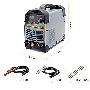 HUGEWELD Tig Welder TIG-200,HF TIG/Stick/Arc 2 in 1 TIG Welders,200 Amp 220V TIG Welding Machine,IGBT Inverter Portable Digital Display for Beginner