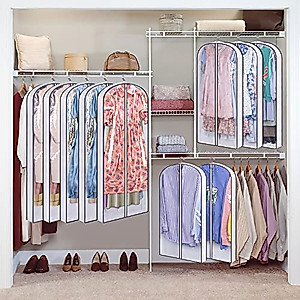 SLEEPING LAMB 60'' Long Hanging Garment Bags for Closet Storage Gusseted Clear Dress Bag for Clothes, Gowns, Coats, Suits, 5 Packs