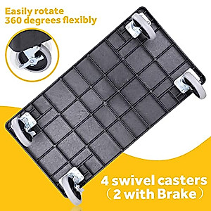 ELAFROS Heavy Duty Plastic Utility Cart 34 x 17 Inch - Work Cart Tub Storage W/Deep Shelves and Full Swivel Wheels Safely Holds up to 550 lbs - 2 Tier Service Cart for Warehouse,Garage, Cleaning