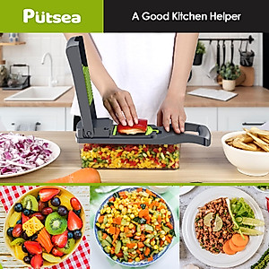 Vegetable Chopper，Putsea Veggie Chopper，Multifunctional 13 in 1 Food Chopper，Vegetable Slicer Dicer with 8 Blades，Onion Chopper Vegetable Cutter with Salad Garlic Carrot (Gray)