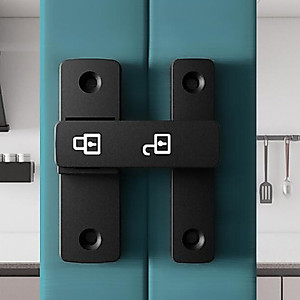 Sliding Door Lock bar barn Door Latch Hook-and-Eye Buckle Wooden Fence Door Lock Black Door Latch Lock Ship Window Lock Door latches Internal (Black)