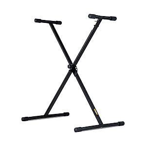 Stage Rocker Single-X Style Classic Folding Keyboard & Digital Piano Stand, Adjustable Width & Height, Durable & Sturdy, Easy to Assemble for Travel/Storage, Sleek Black, Powered by Hamilton(SR524000)