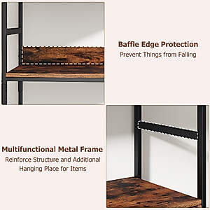 BOTLOG Industrial Bookshelf, Tall Bookshelf with Storage, Wood and Metal Shelf with Doors and Shelves Rustic Brown for Office and Living Room