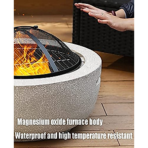LEAYAN Garden Fire Pit Grill Bowl Grill Barbecue Rack Fire Pits Outdoor Garden Burning Fire Pit BBQ Grill Table - 23“, Outdoor Burning Fire Bowl with Spark Screen Cover and Poker