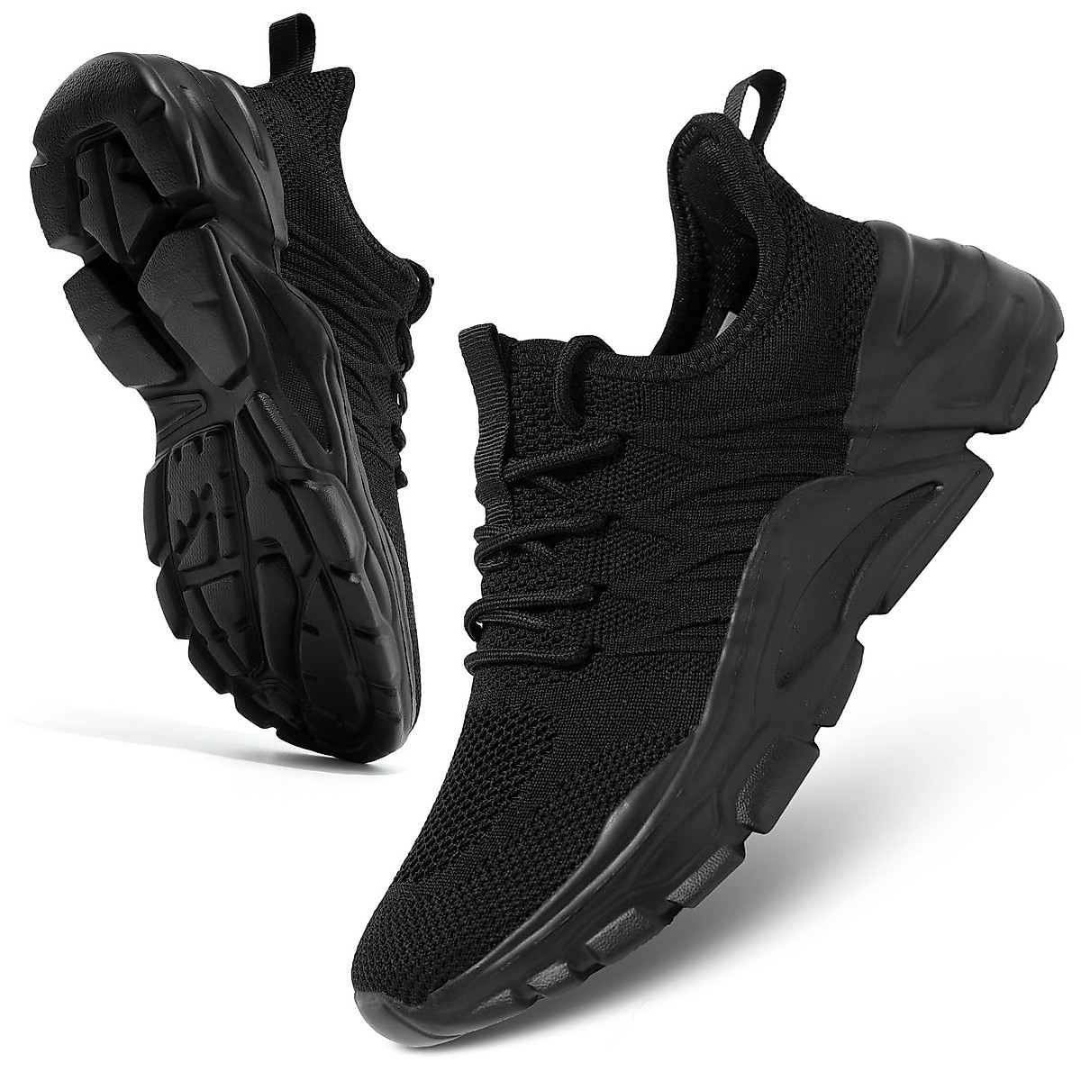 Womens Ladies Walking Tennis Shoes Slip on Lightweight Casual Running Sneakers Soft Sole Comfortable Trainers Black