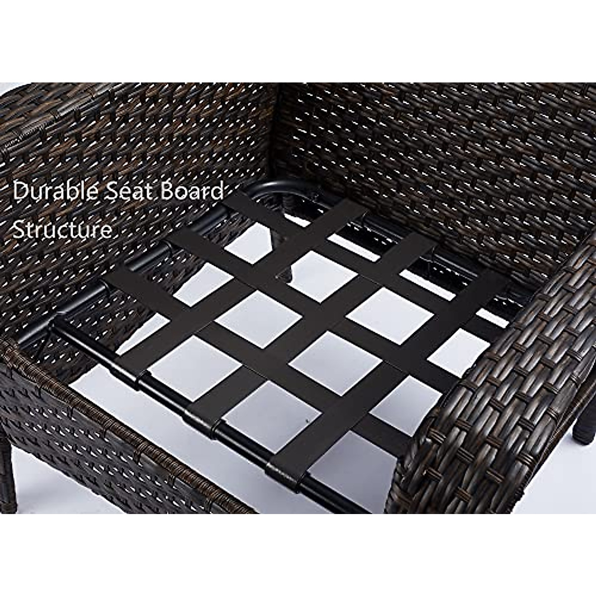 Rilyson Rocking Chair Outdoor，Patio Wicker Rocker Chair Porch Lawn Rocking Chair Deep Seating with Cushion (Brown/Beige)