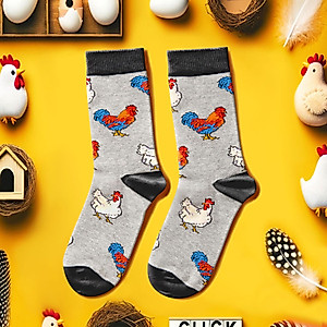 HAPPYPOP Funny Farmer Gifts Chicken Gifts Men, Chicken Wing Socks Farm Animal Rooster Socks Dad