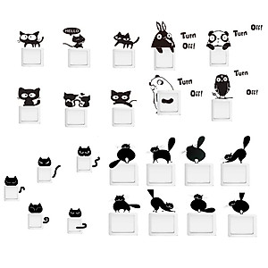 Adam Victor Removable Switch Stickers, Various Lovely Cats, Pandas Different Cartoon Wall Sticker Decor, Family Light Switch Decals DIY Kids Bedroom Car Stickers Office Home Decoration (20 PCS)