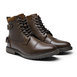 Bruno Marc Men's Motorcycle Boots Oxford Dress Boot,Size 12,Brown,PHILLY_10