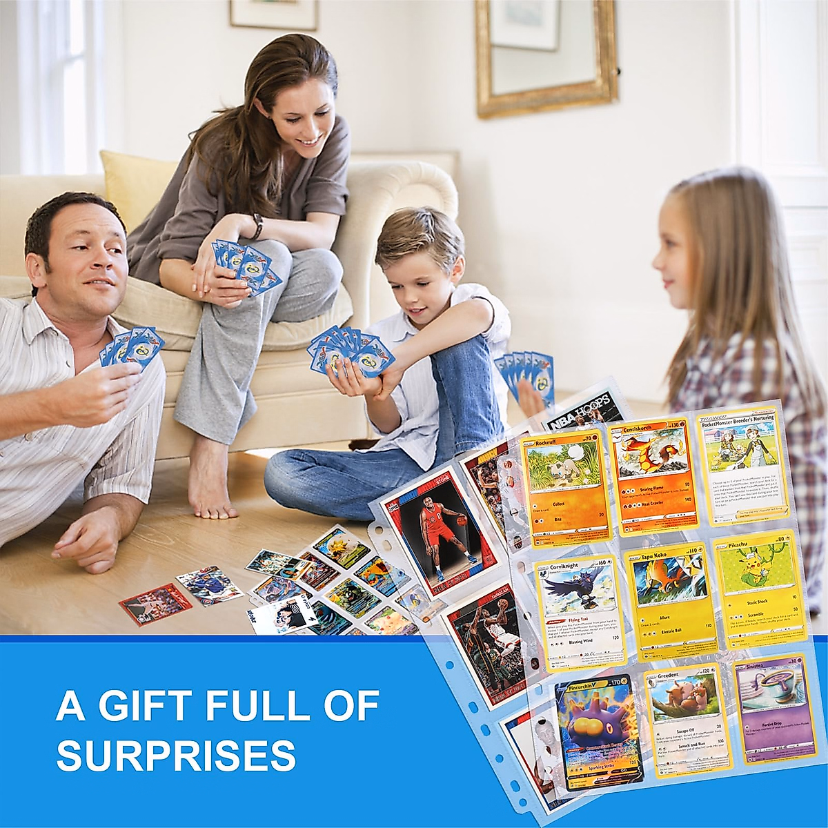 ABLY 120 Pages Double-Sided Trading Card Pages Sleeves 9-Pocket Clear Plastic Game Card Protectors for Skylanders, Pokemon, Baseball Cards and More, Fit 3 Ring Binder