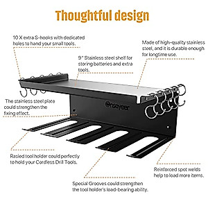 Ensayeer Power Tool Organizer, Cordless Drill Storage, Drill Holder Storage Wall Mount Shelf Rack, Charging Station to optimize Garage Organization and Power Tools Storage