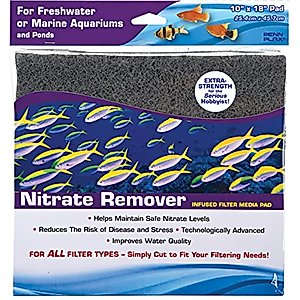 Penn-Plax Nitrate Reducer Aquarium Filter Media Pad – Easy to Cut into Any Size Your Filter Requires – 10” x 18”