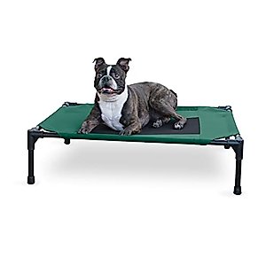 K&H PET PRODUCTS Elevated Cooling Outdoor Dog Bed Portable Raised Dog Cot Green/Black Medium 25 X 32 X 7 Inches